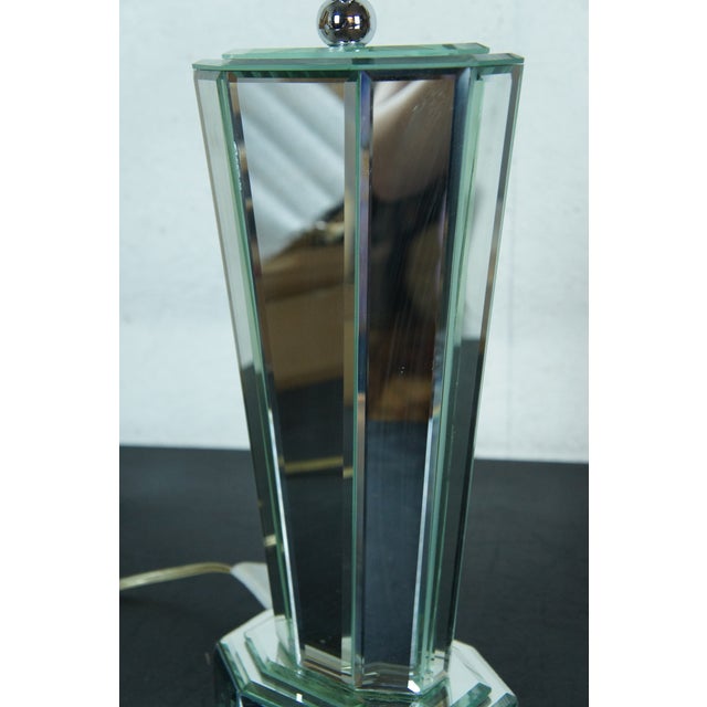 Vintage Venetian Art Deco Style Mirrored Chrome Vanity Table Lamp ...
