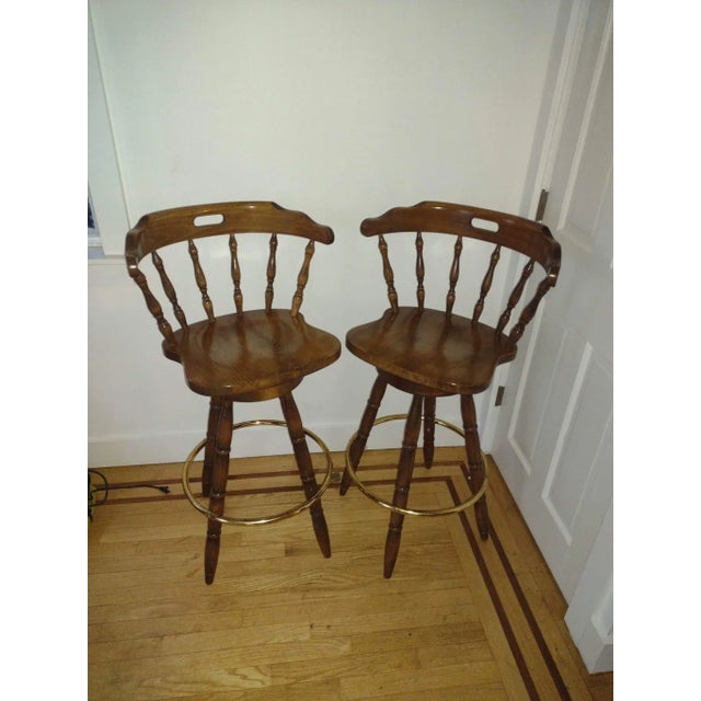 1990s Pair of Vintage KLI Captains Pub Stools | Chairish