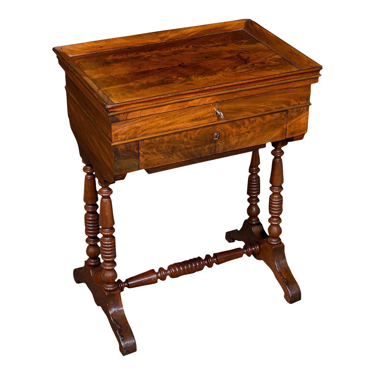 Antique Ladies Work Box, English, Flame, Sewing, Haberdashery Table ...