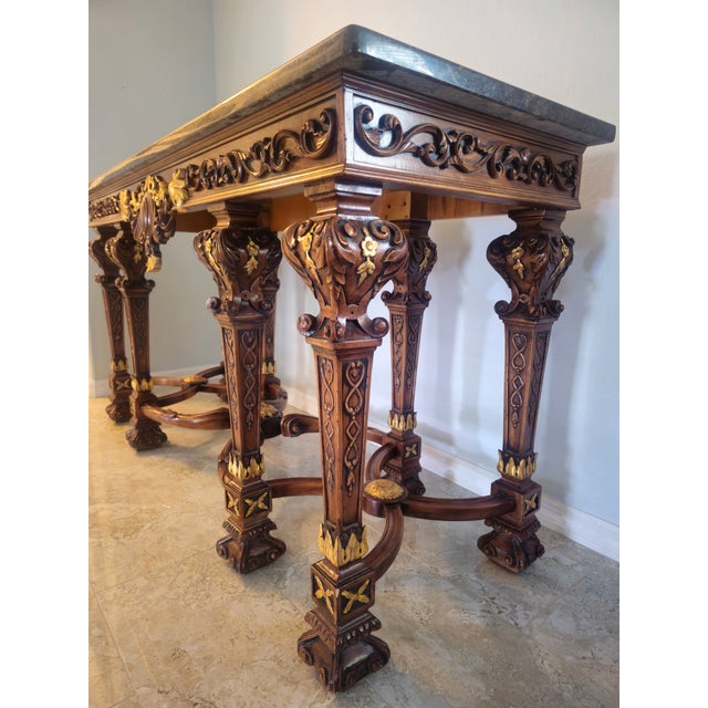 Hand-Carved Gilded Italian Style Table by Francesco Molon Italy | Chairish