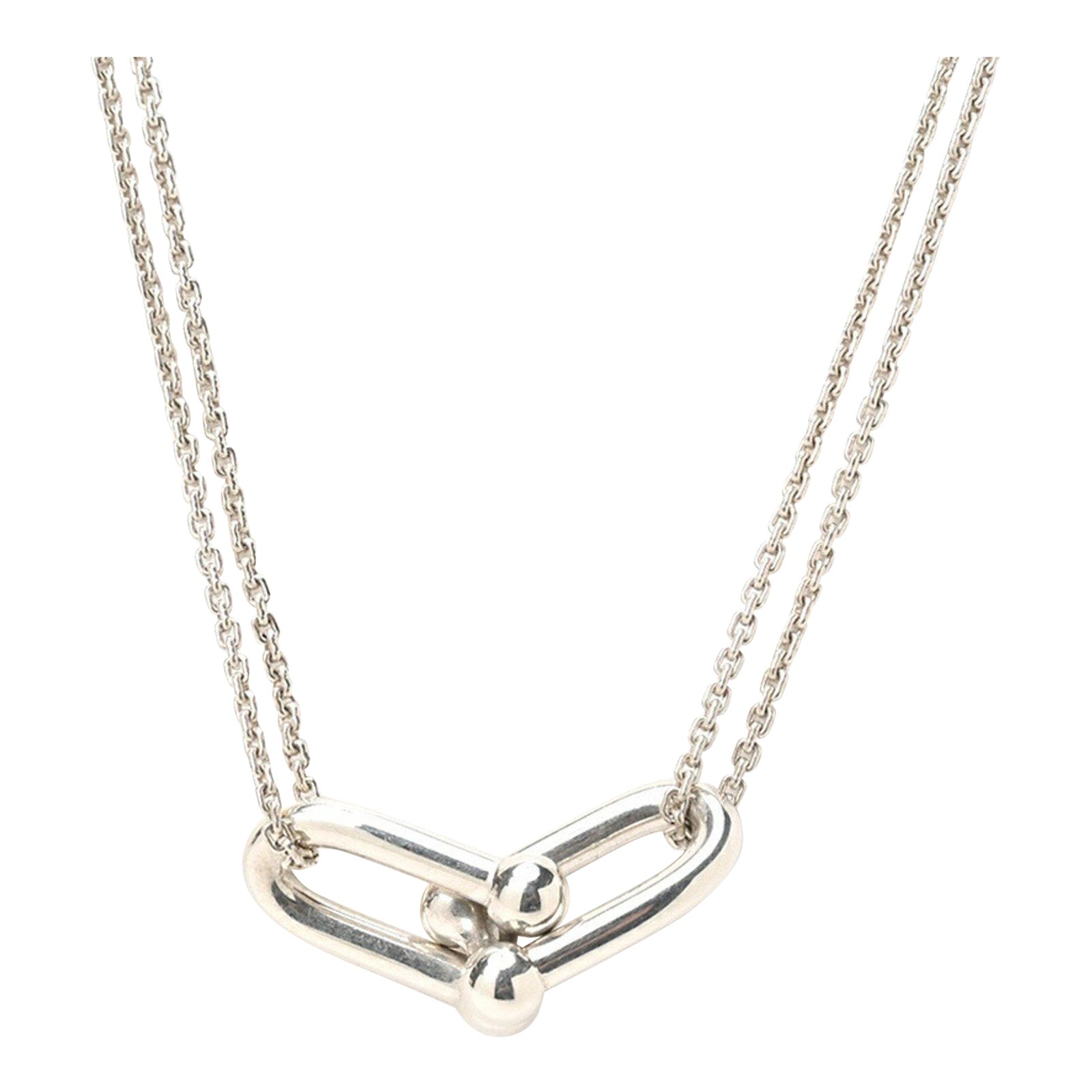 Tiffany & Co. Hardware Large Double Link Pendant Necklace Sterling ...