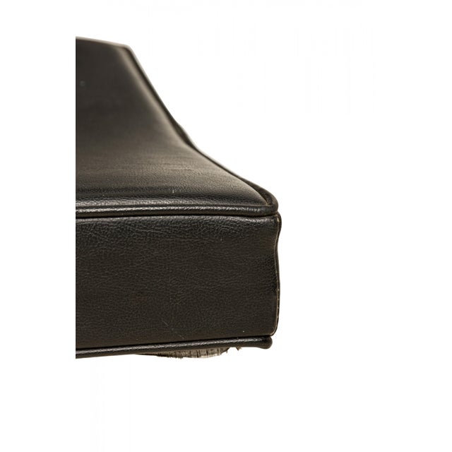 Jens Risom Danish Mid-Century Black Tufted Vinyl and Wood Floating ...