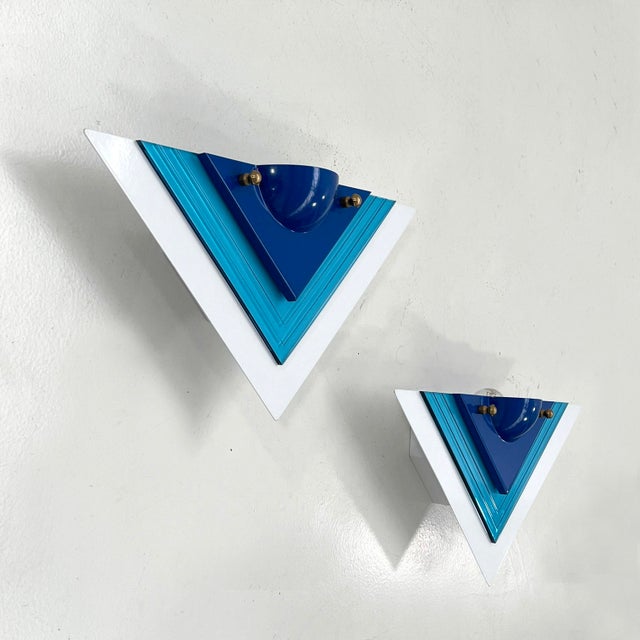 Postmodern Blue Wall Lamps, 1980s, Set of 2 | Chairish
