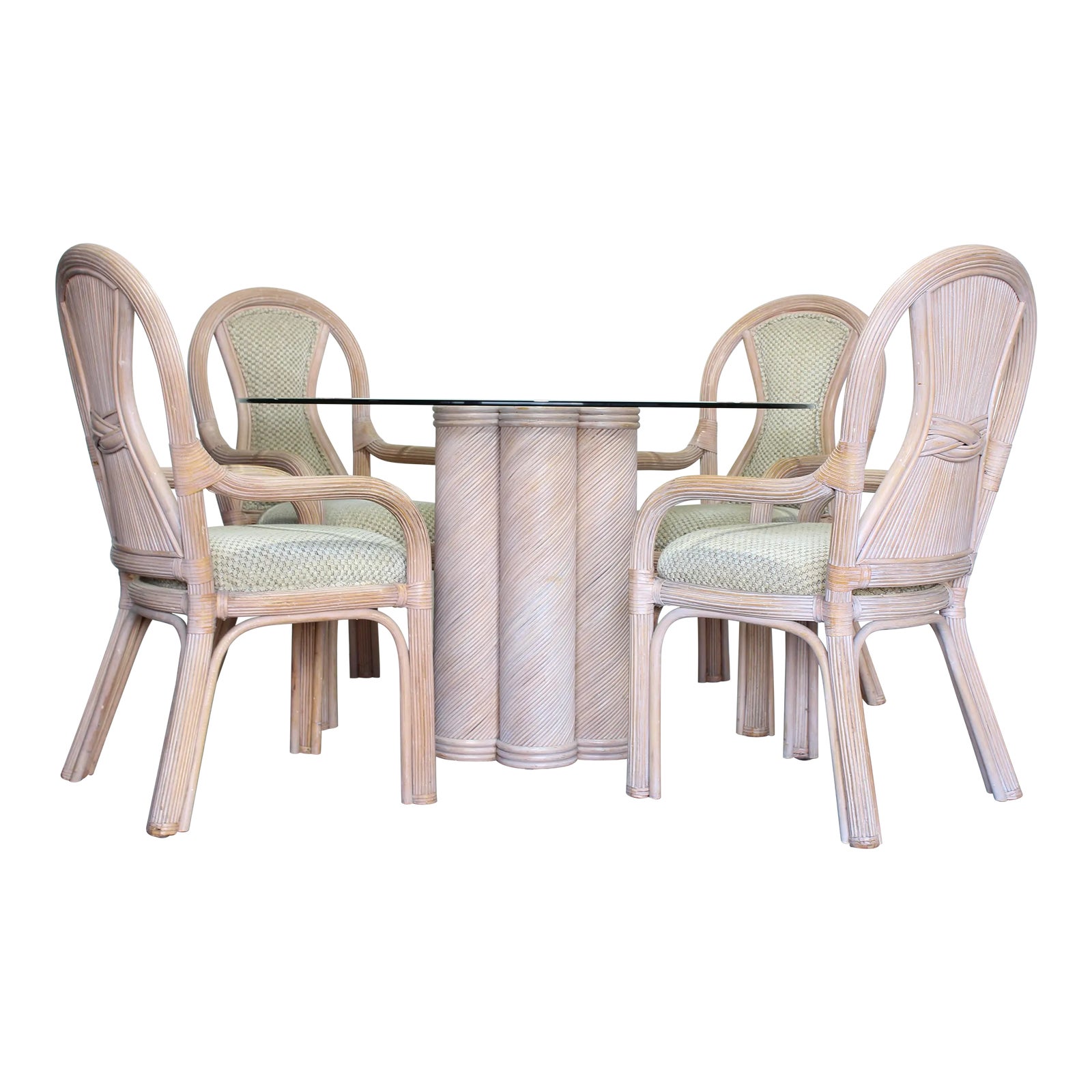 Vintage Pencil Reed Dining Table & 4 Chairs | Chairish