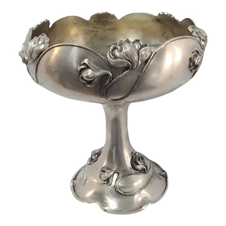 Antique Derby Silverplated Art Nouveau Lotus Flowers Pedestal Bowl ...