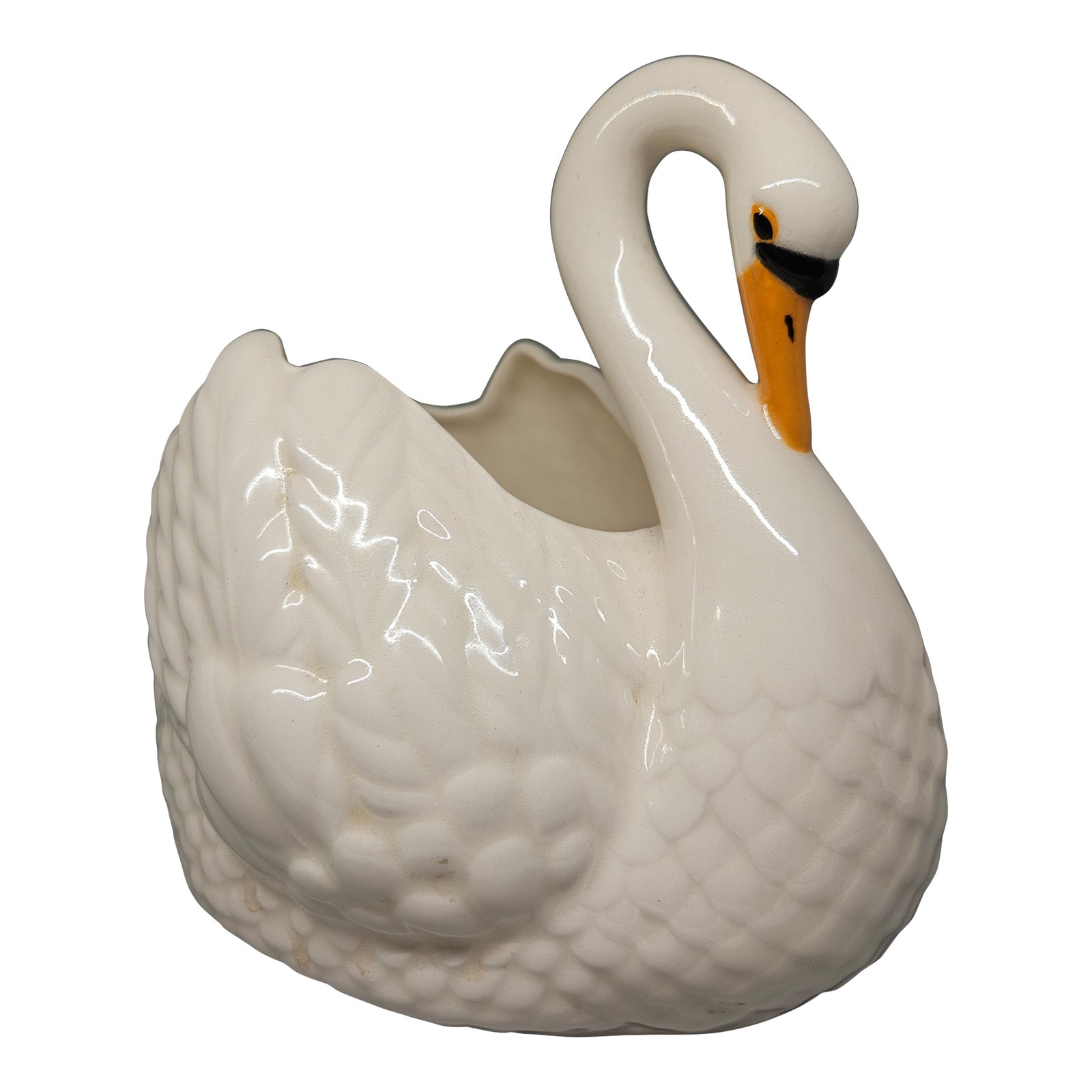 Vintage 1974 Ceramic Swan Planter, Marked | Chairish