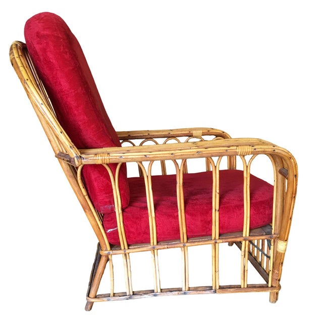 Restored Stick Reed Rattan "President's" Lounge Club Chair | Chairish