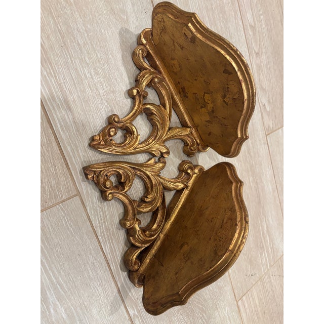 Vintage Italian Florentine Gilt Wall Shelves | Rococo Style Gold Carved ...