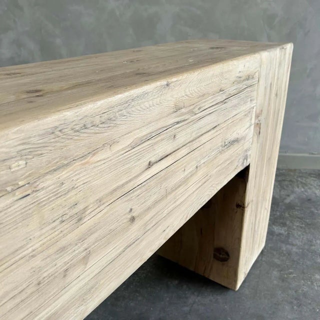 Reclaimed Elm Wood Beam Style Console Table | Chairish