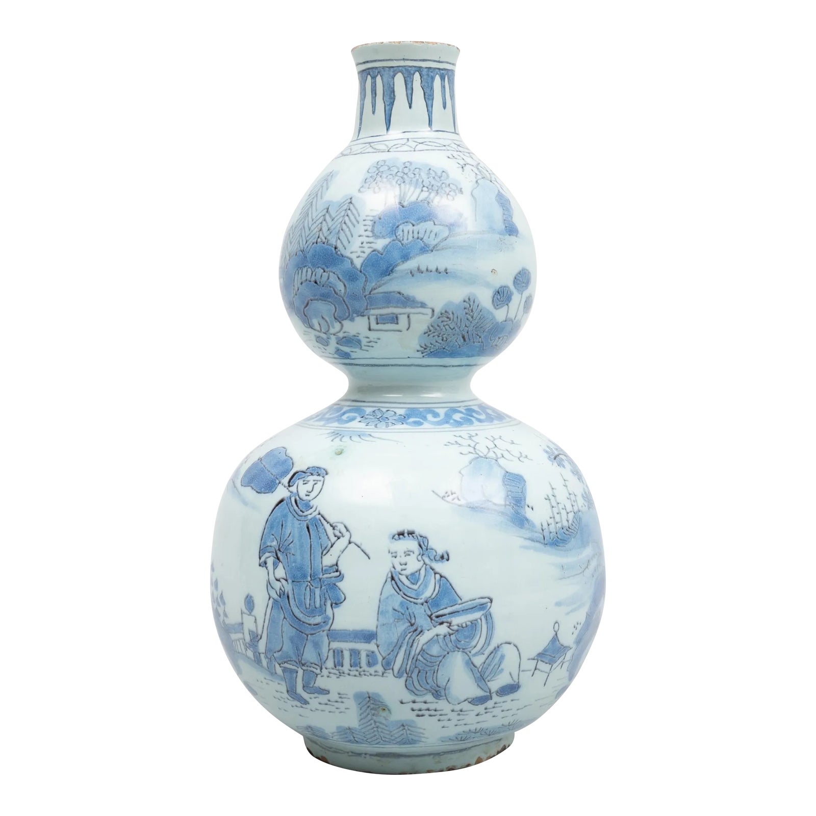 Antique 18th Century Delft Blue & White Faience Gourd Vase in the ...
