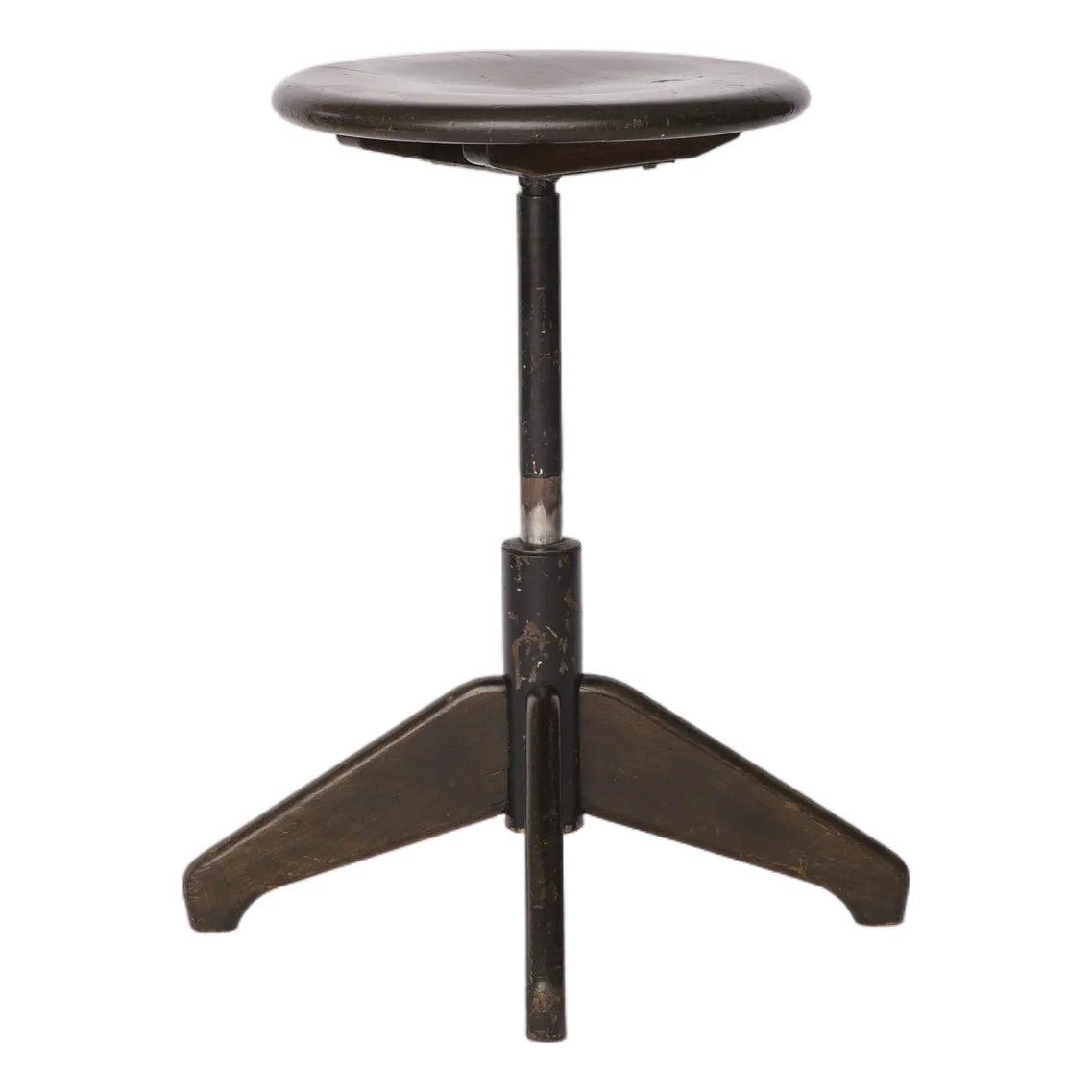 Vintage German Industrial Swivel Stool in Beech, 1950s | Chairish