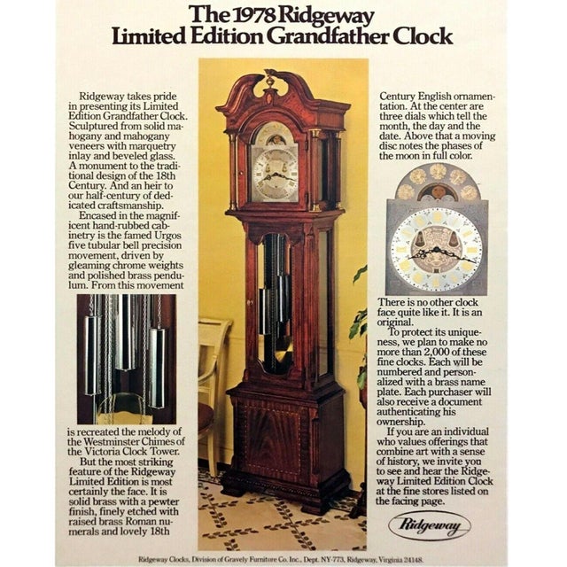 Limited Edition 1978 Ridgeway Grandfather Clock Inlaid Mahogany Date ...