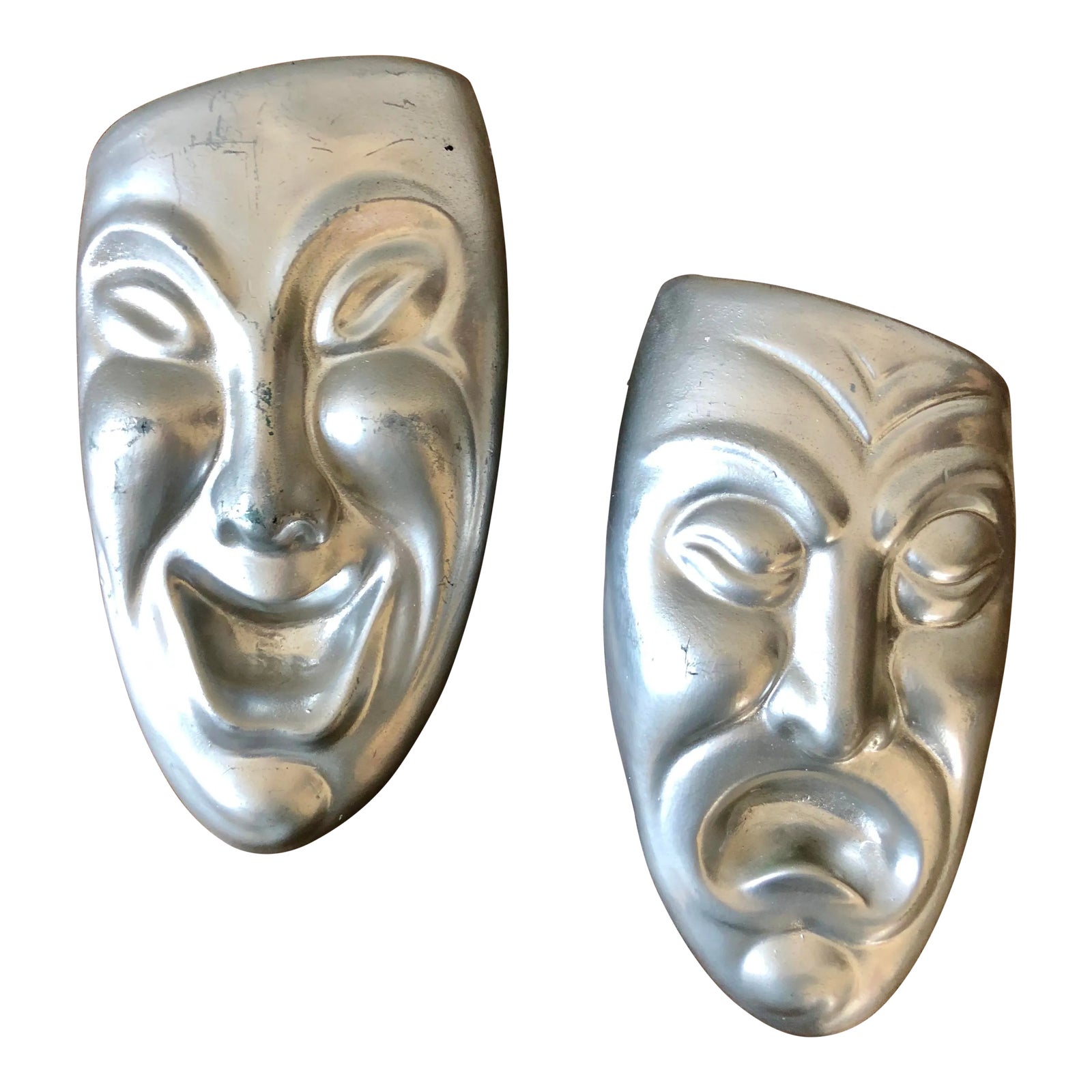 Vintage Comedy & Tragedy Plaster Masks- a Pair | Chairish