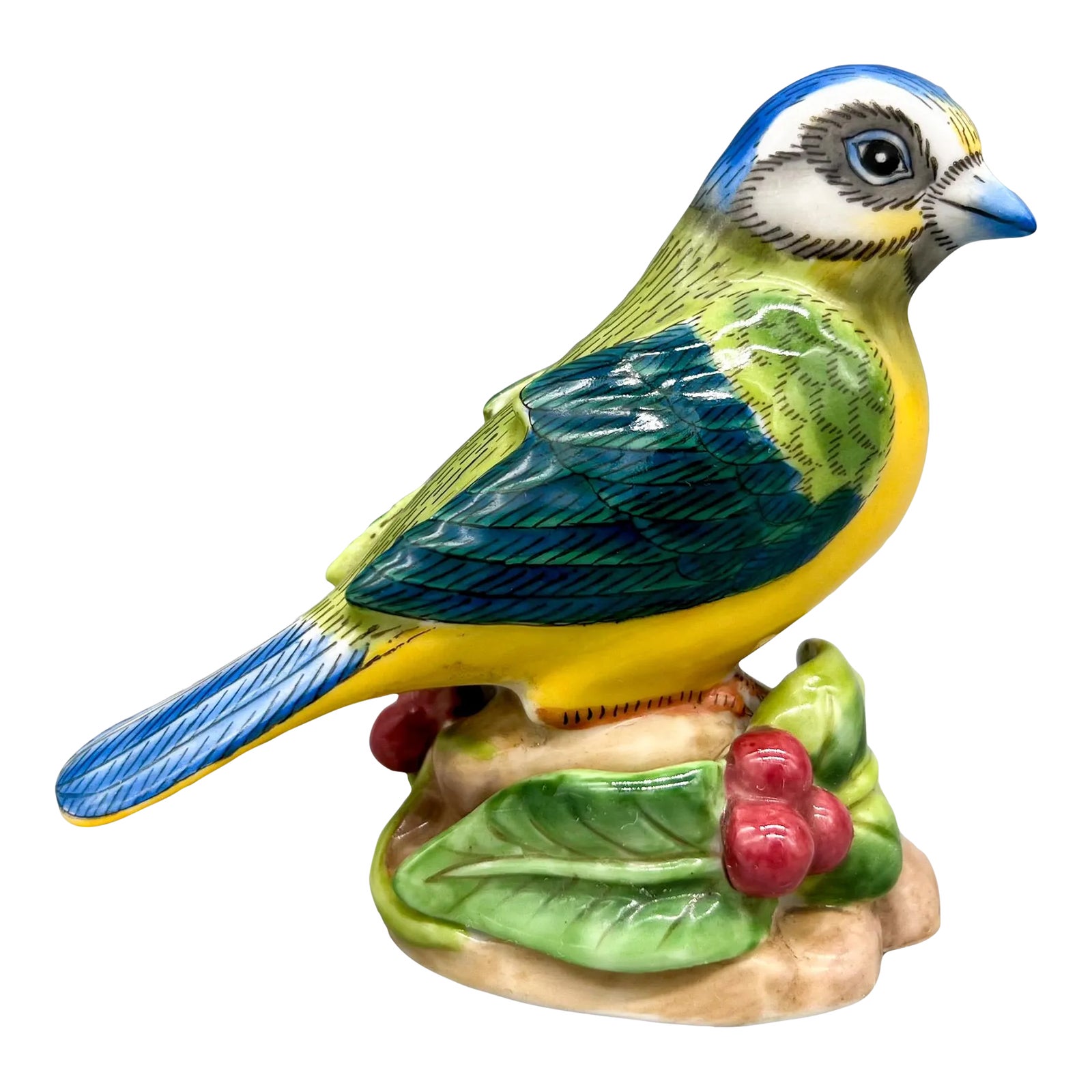 Vintage Chelsea House Chinoiserie Blue and Yellow Bird Figurine | Chairish