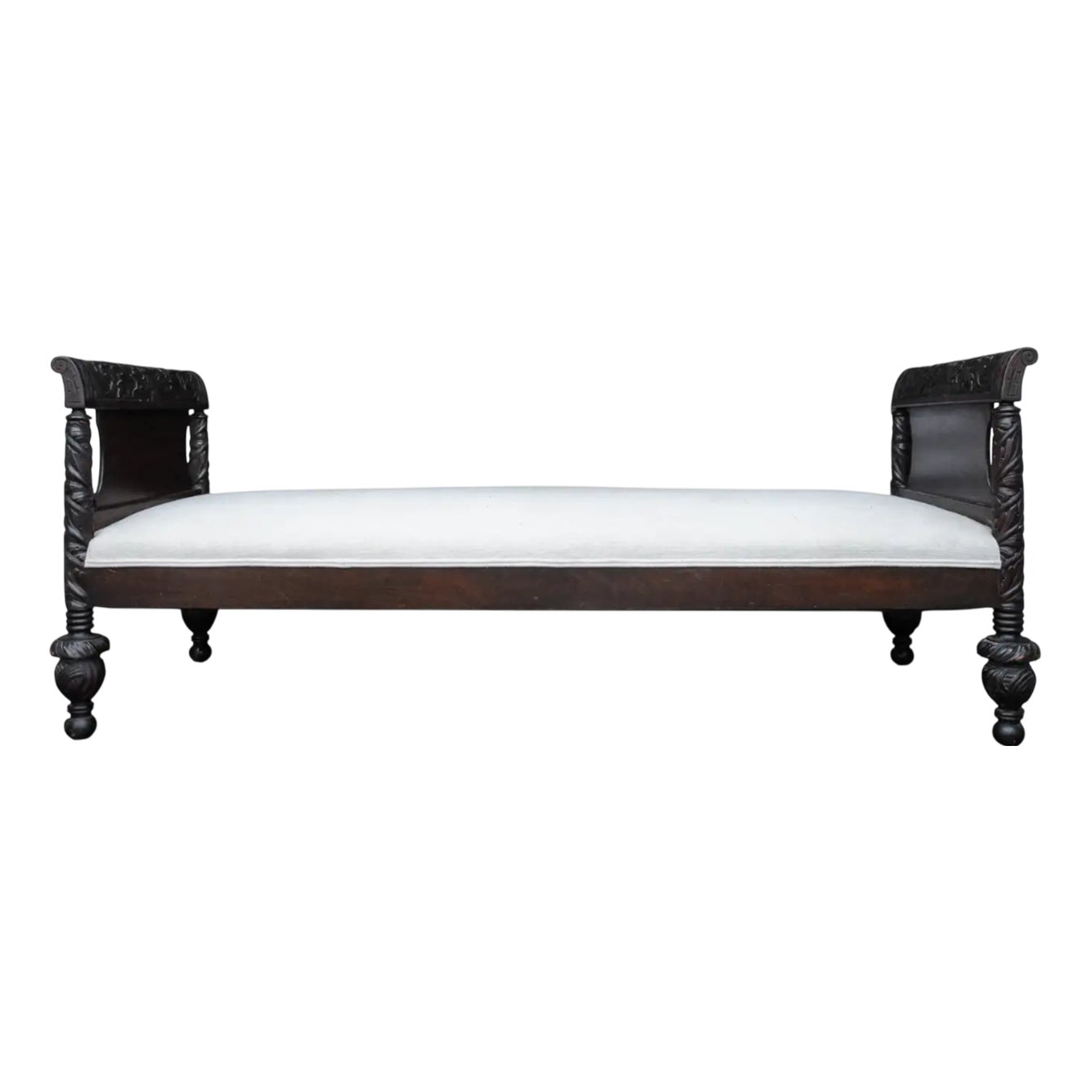 Victorian Daybed with Hardwood Hand Carved Frame, 1800s | Chairish