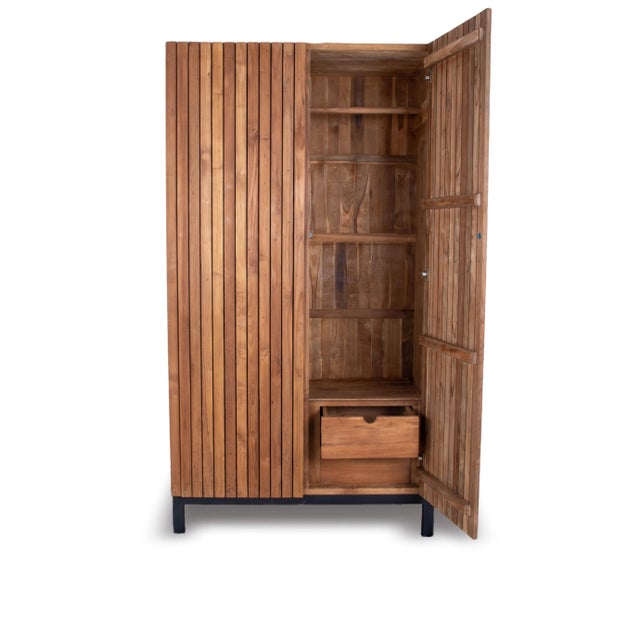 Two Door Slat Mid-Century Modern Cabinet | Chairish