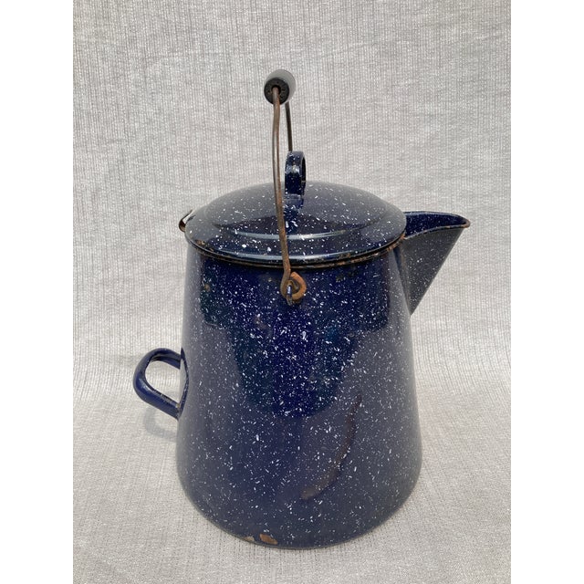 Antique Enamel Cowboy Kettle | Chairish