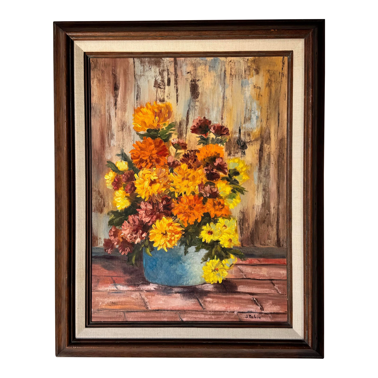 Vintage Still Life Oil on Canvas Painting by Janis M. Bolin | Chairish