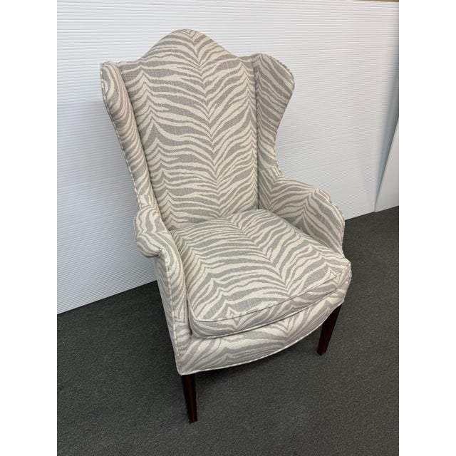 Custom Design Wingback Zebra Print Arm Chair | Chairish
