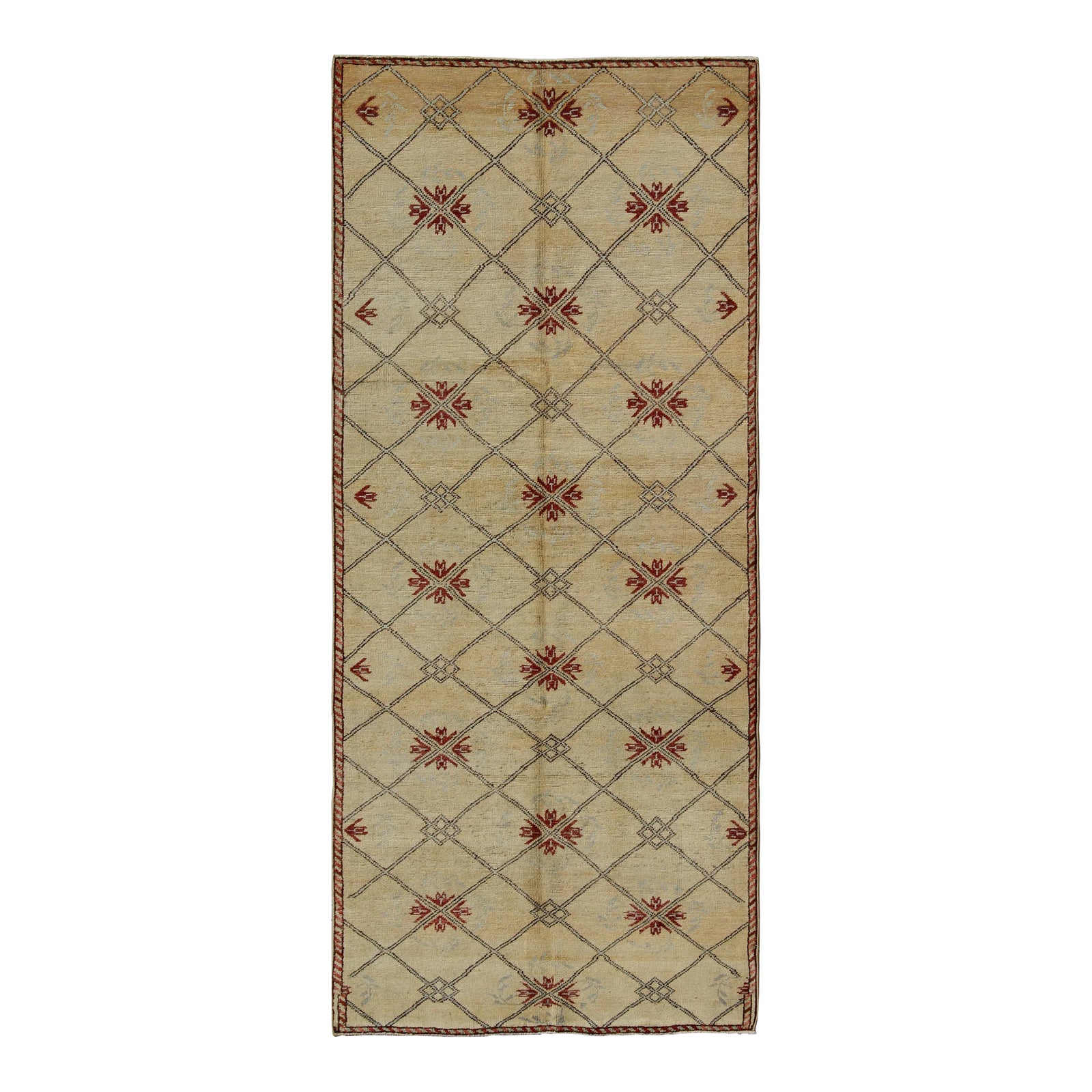 Vintage Turkish Cross-Hatch Trellis Design Oushak Rug by Keivan Woven ...