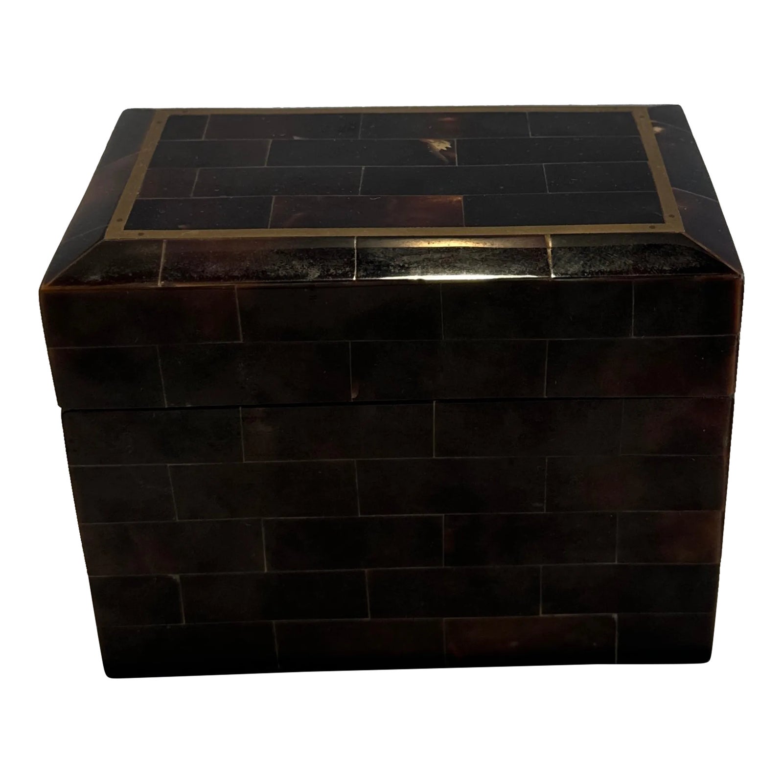 Maitland Smith Penshell Box With Brass Detail | Chairish