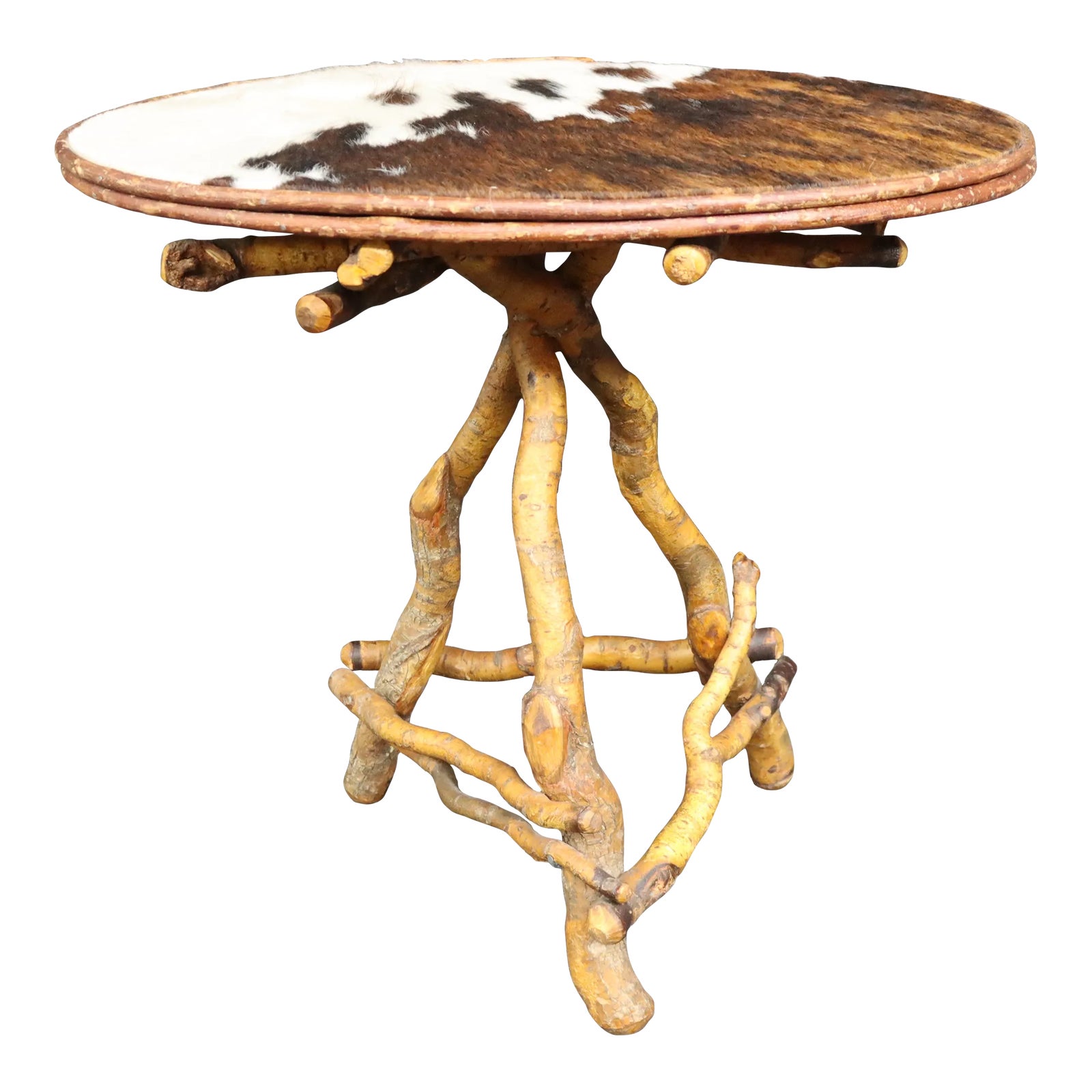 Cowhide Adirondack Twig Stand Table | Chairish