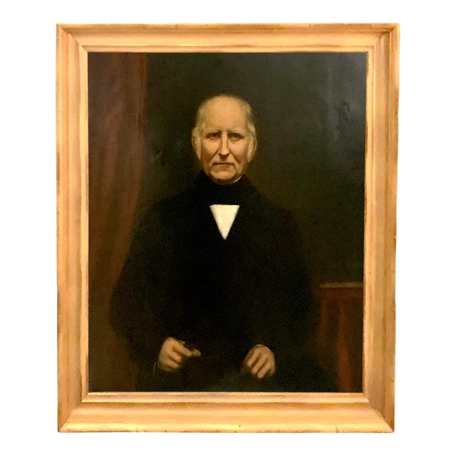 Antique 19th Century Judge Portrait Gentlemen Oil Painting on Canvas ...