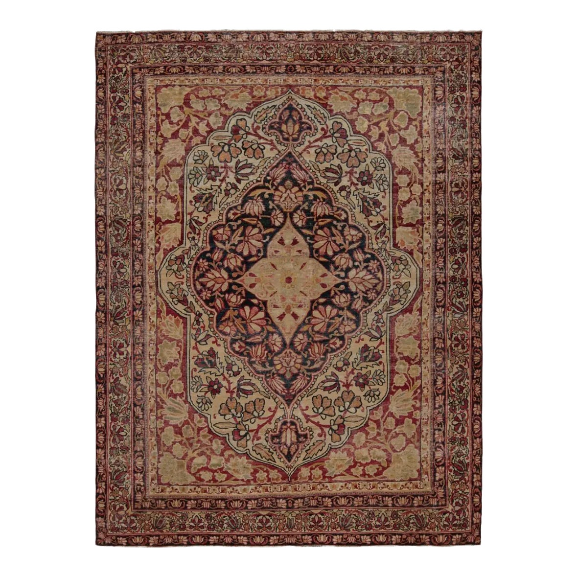 Antique Persian Kerman Lavar Rug, With Floral Patterns, From Rug ...