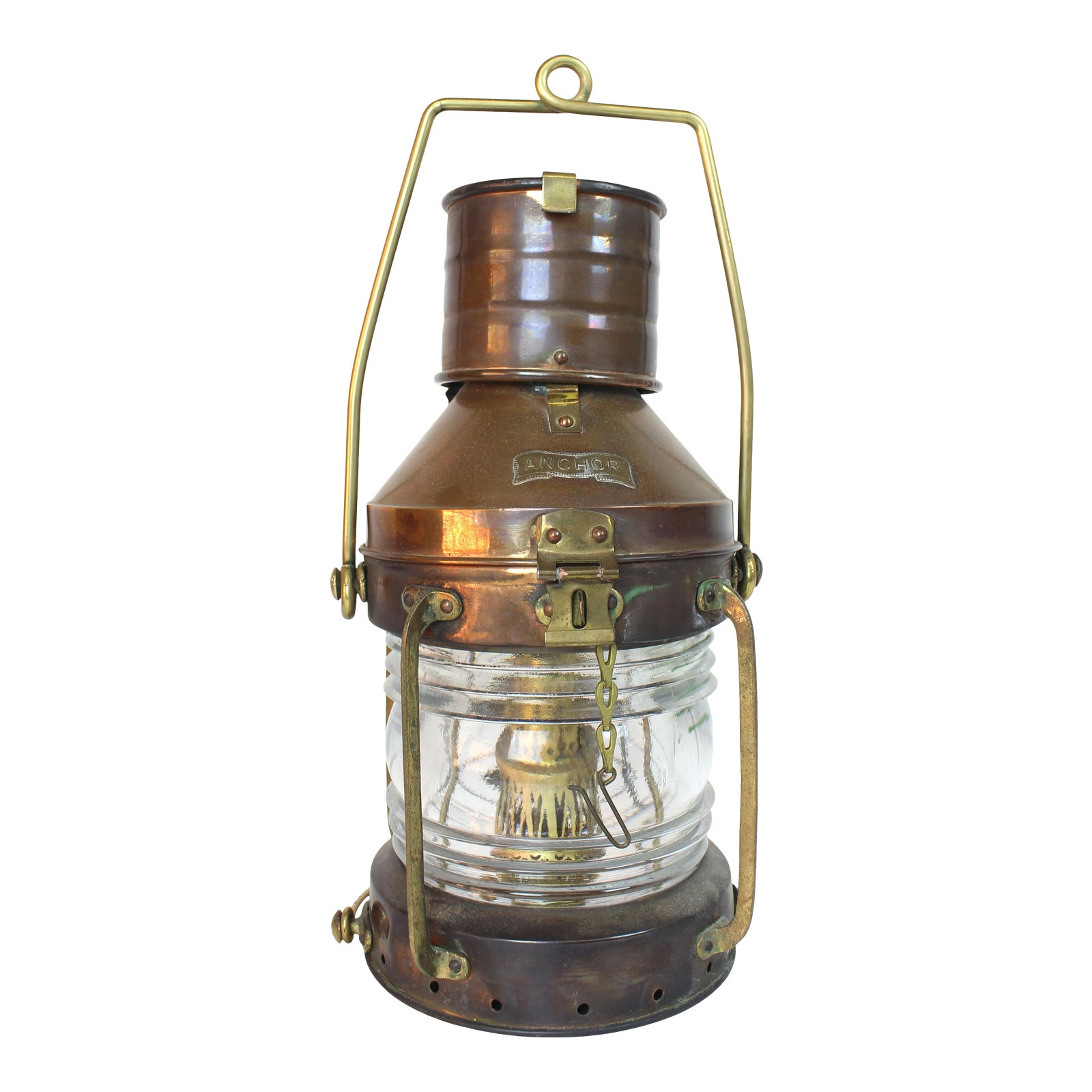 1950s Antique Anchor Shipping Lantern. Copper and Brass Oil Burning ...