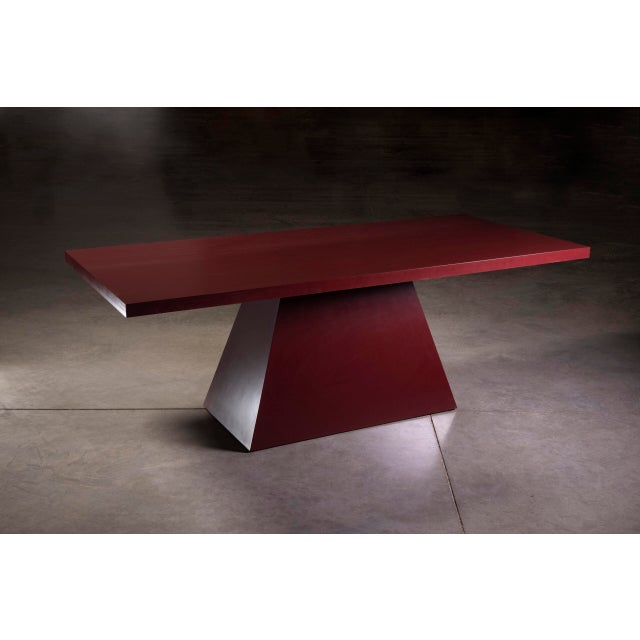 Brutal Deep Dark Red Dining Table | Chairish