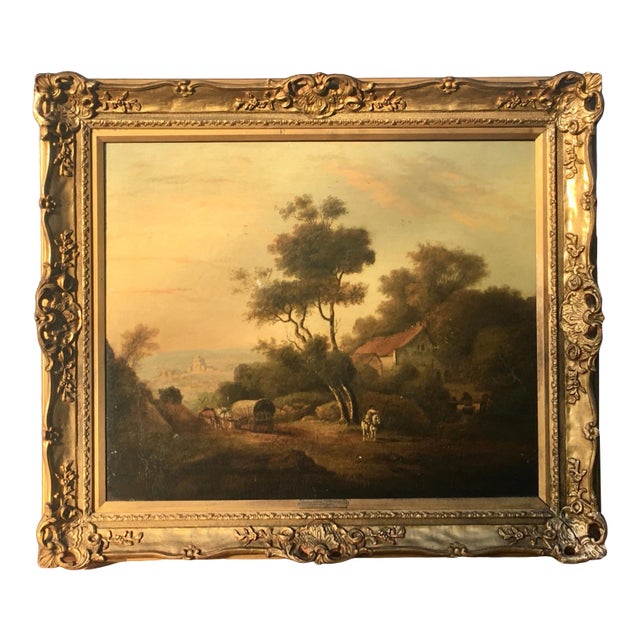 18th Century Old Master Style Landscape Oil Painting by Julius Caesar ...