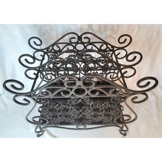 Vintage Twisted Wrought Iron Magazine Rack | Chairish