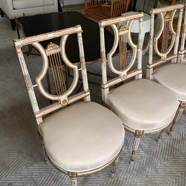 19th Century Swedish Gustavian Painted Lyre Back Dining Chairs With ...