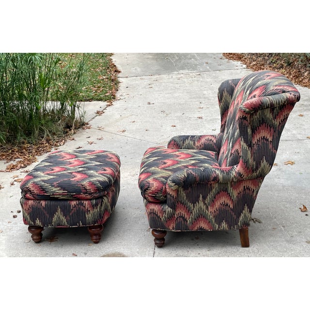 Overstuffed Upholstered Chair Ottoman Set Chairish