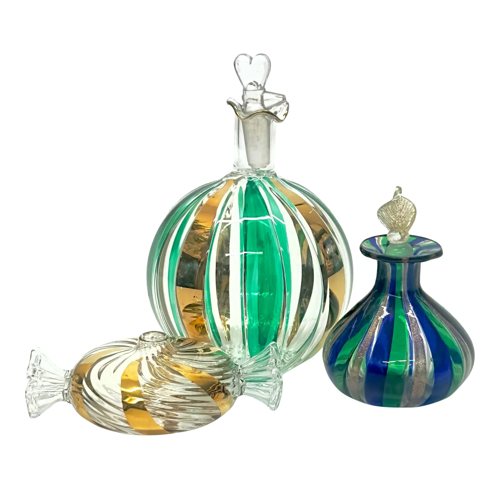 Delicate Gold-Embellished Perfume Bottle Curation - Group of 3 | Chairish