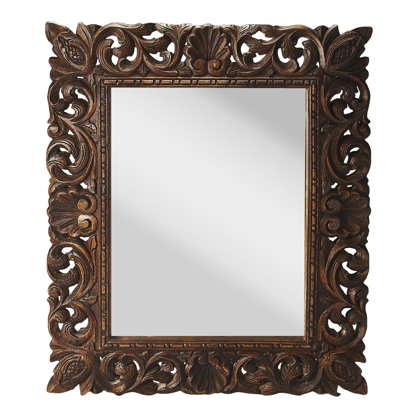 Ferdinand Reclaimed Wood Wall Mirror, Light Brown | Chairish