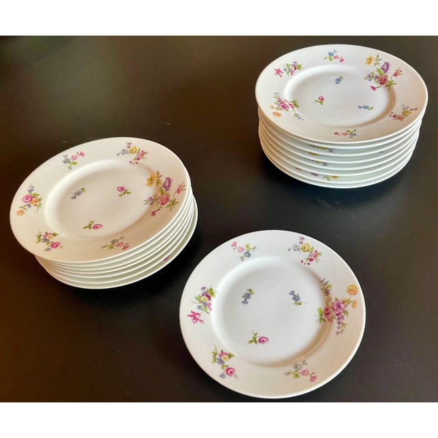 Late 19th C. Bernardaud Limoges Floral Plates, Set of 16 | Chairish