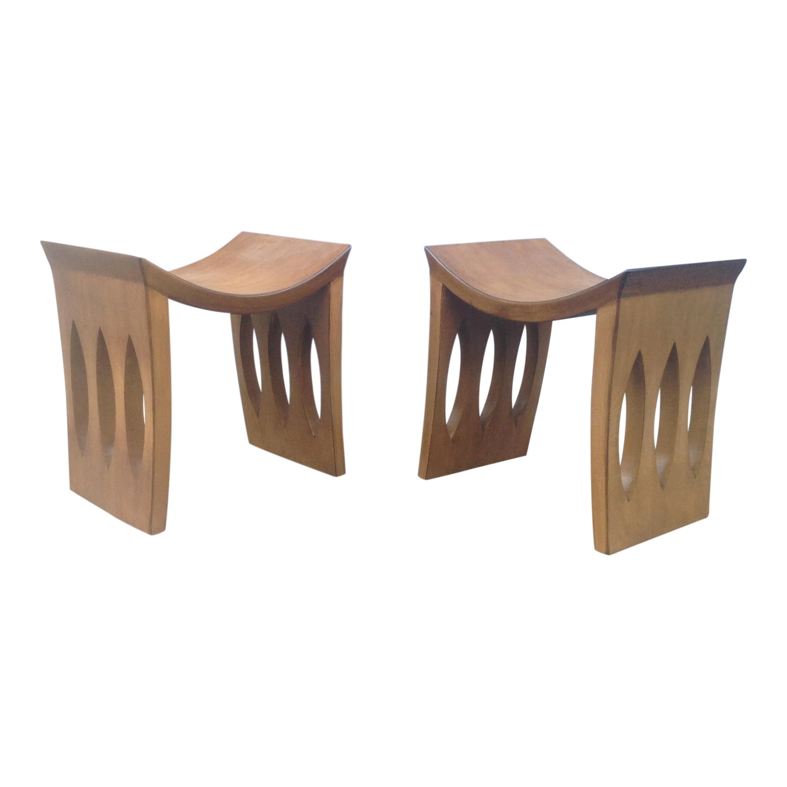 Modern Mid Century Style Stools- A Pair | Chairish
