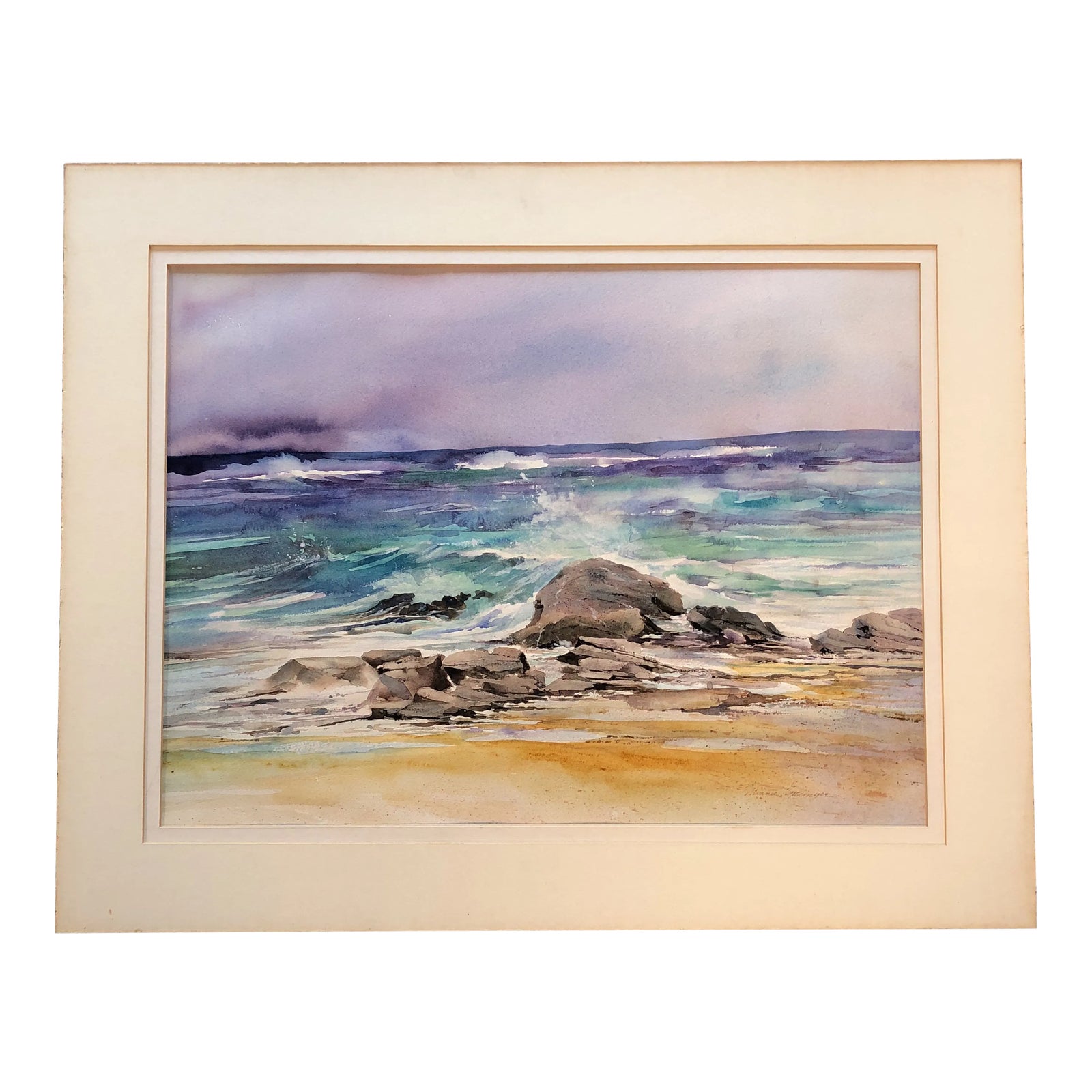Original Vintage Bermuda Seascape Watercolor Signed | Chairish