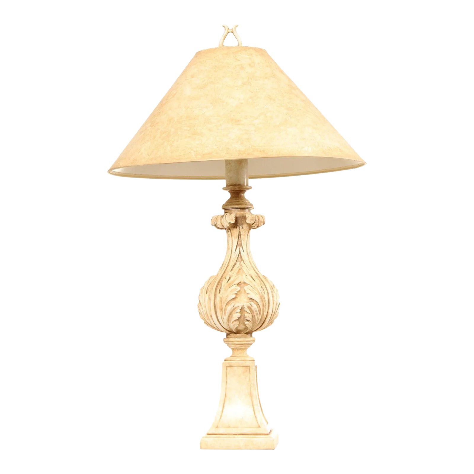 Late 20th Century Italian Tuscan Style Foliate Carved Table Lamp | Chairish