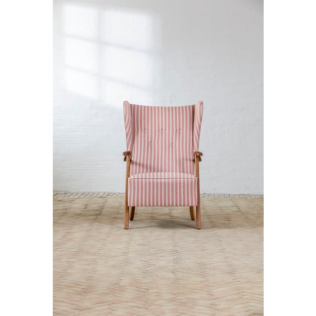 Wingback Chair with Stripes | Chairish