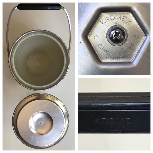 Mid-Century Atomic Era Kromex Chrome & Brushed Aluminum Ice Bucket ...