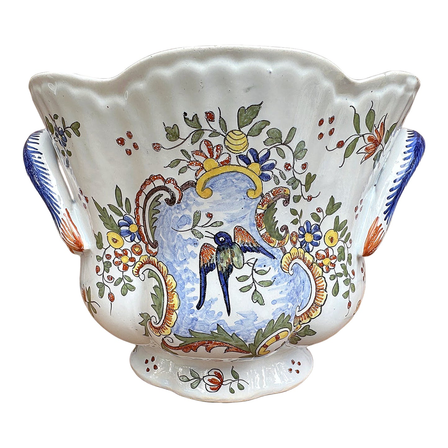 Vintage French Faience Tiffany & Co. Scalloped Cachepot | Chairish