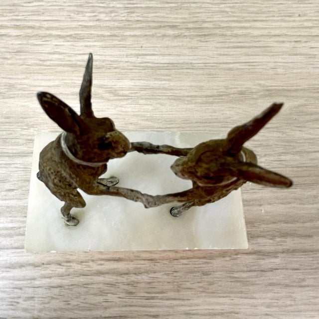 Late 19th Century Austrian or Vienna Cold Painted Bronze Boxing Rabbits ...