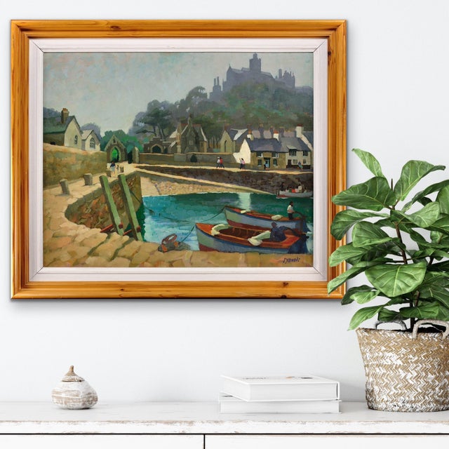 1982 "The Harbor, St Michaels Mount, Cornwall" English Oil Painting by ...
