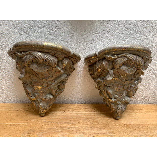 Set of Two Vintage Rococo Style Plaster Wall Accents | Chairish