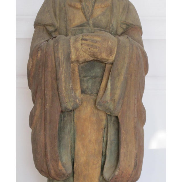 1915 Chinese Government Official Wooden Figure | Chairish