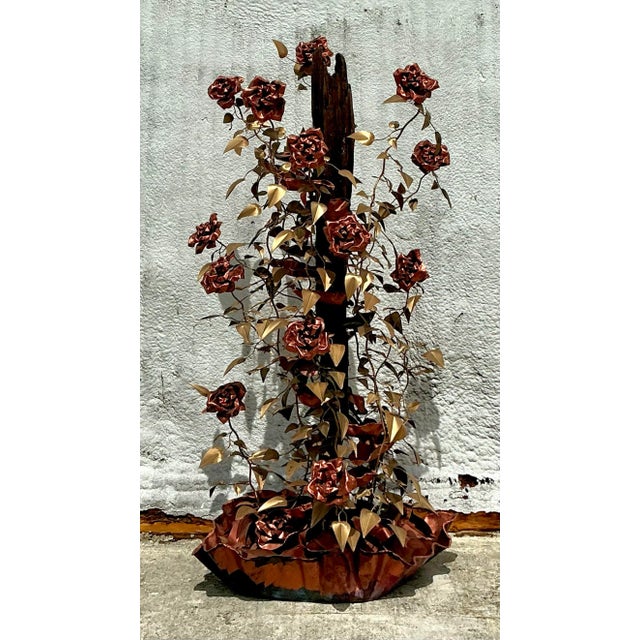 Vintage 1970s Regency Edward Erwin Brass Rose Fountain | Chairish