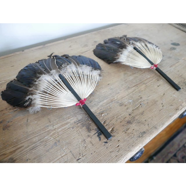Antique Duck Feather Fans - a Pair | Chairish