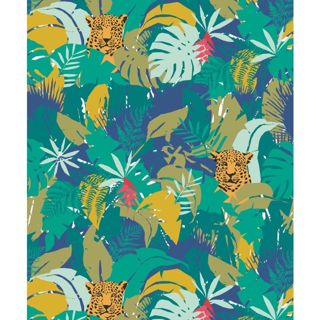 Jungle Wallpaper in Green - Sample | Chairish